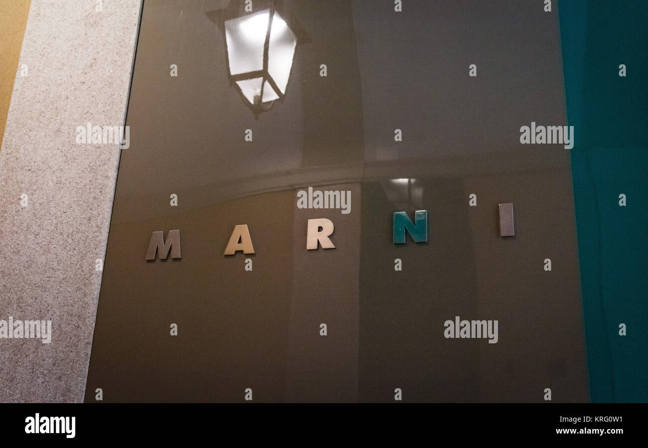 Milan, Italy - February 28, 2017: Marni logo from a Marni store in ...