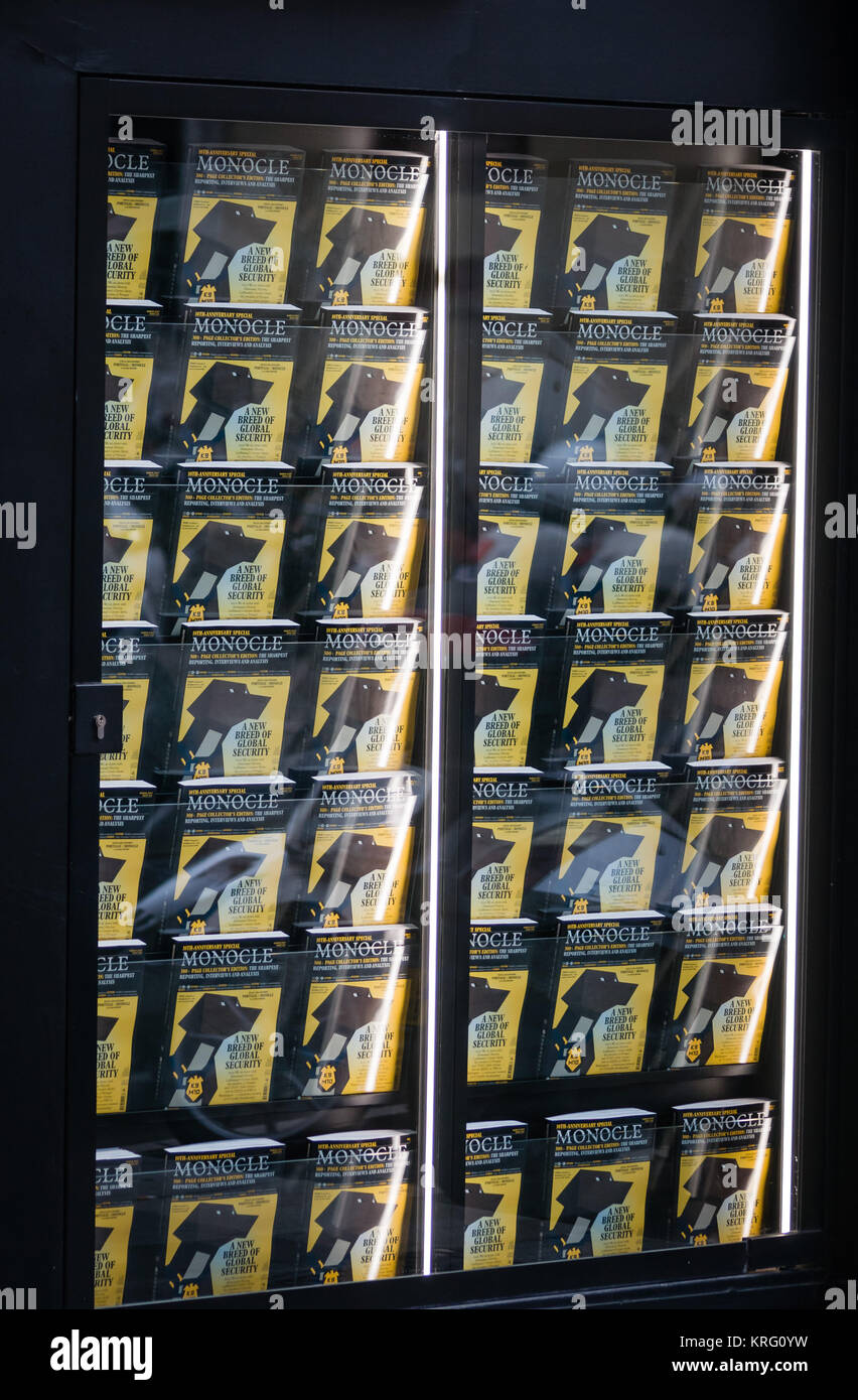 Milan, Italy - February 28, 2017: Shop window of a Monocle Magazine in ...