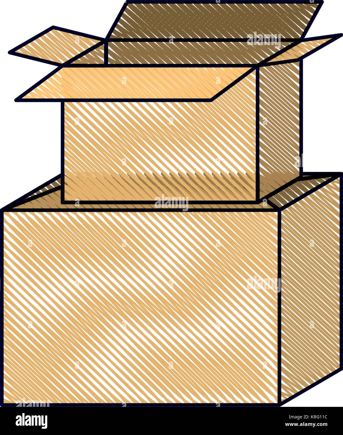 cardboard box stacked in colored crayon silhouette Stock Vector Image ...