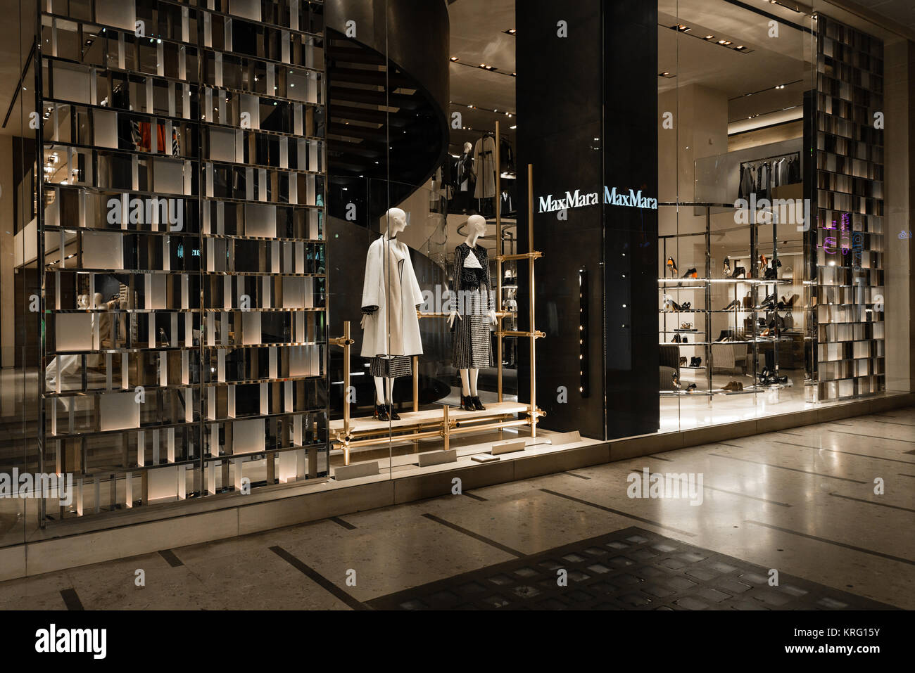 Milan, Italy - October 8, 2016: Window and entrance of a Max Mara shop ...