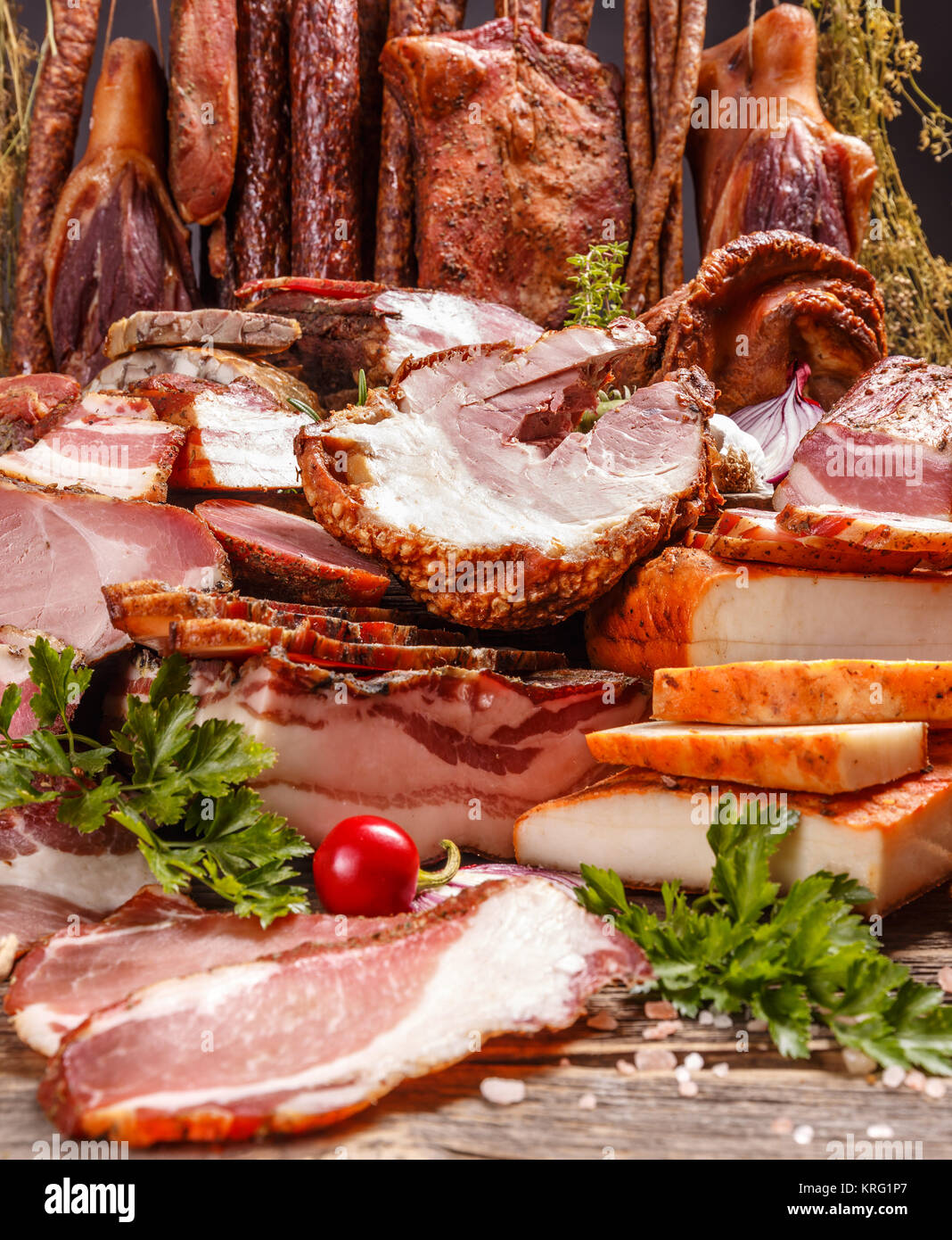 Smoked pork meat Stock Photo - Alamy