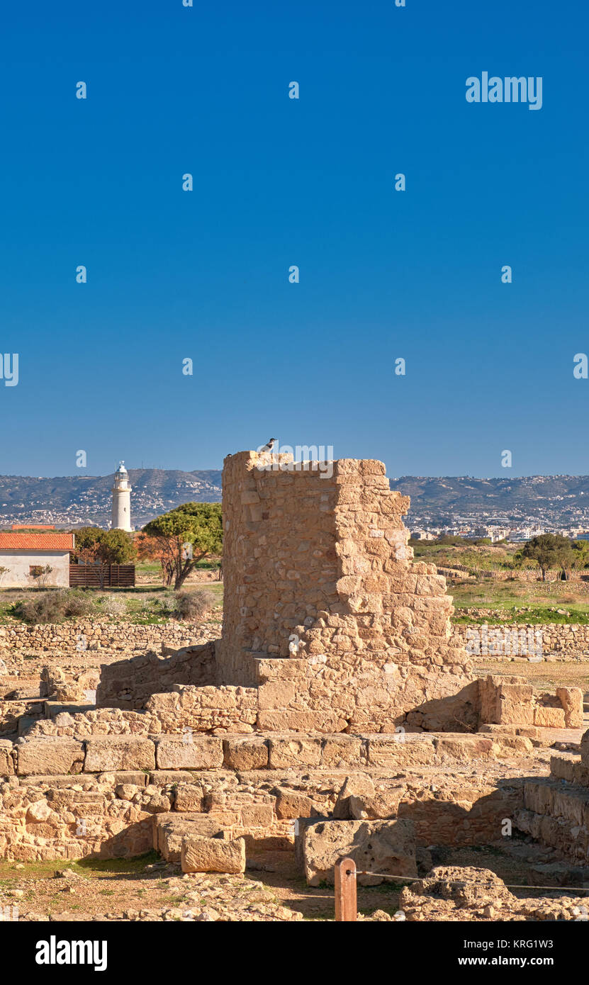 Old ruins, Paphos archaeological park in Kato, Cyprus. Space for your ...