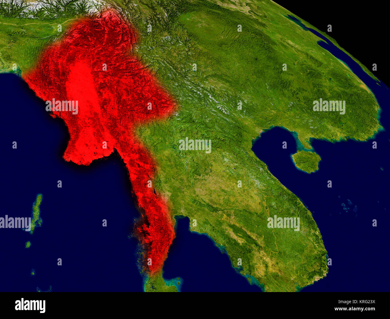 Myanmar from space Stock Photo - Alamy