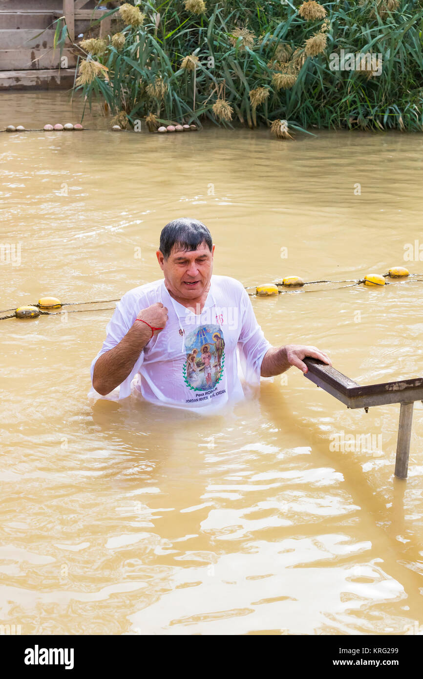 BETHABARA, ISRAEL- 25 NOVEMBER 2017: Pilgrims from different countries ...