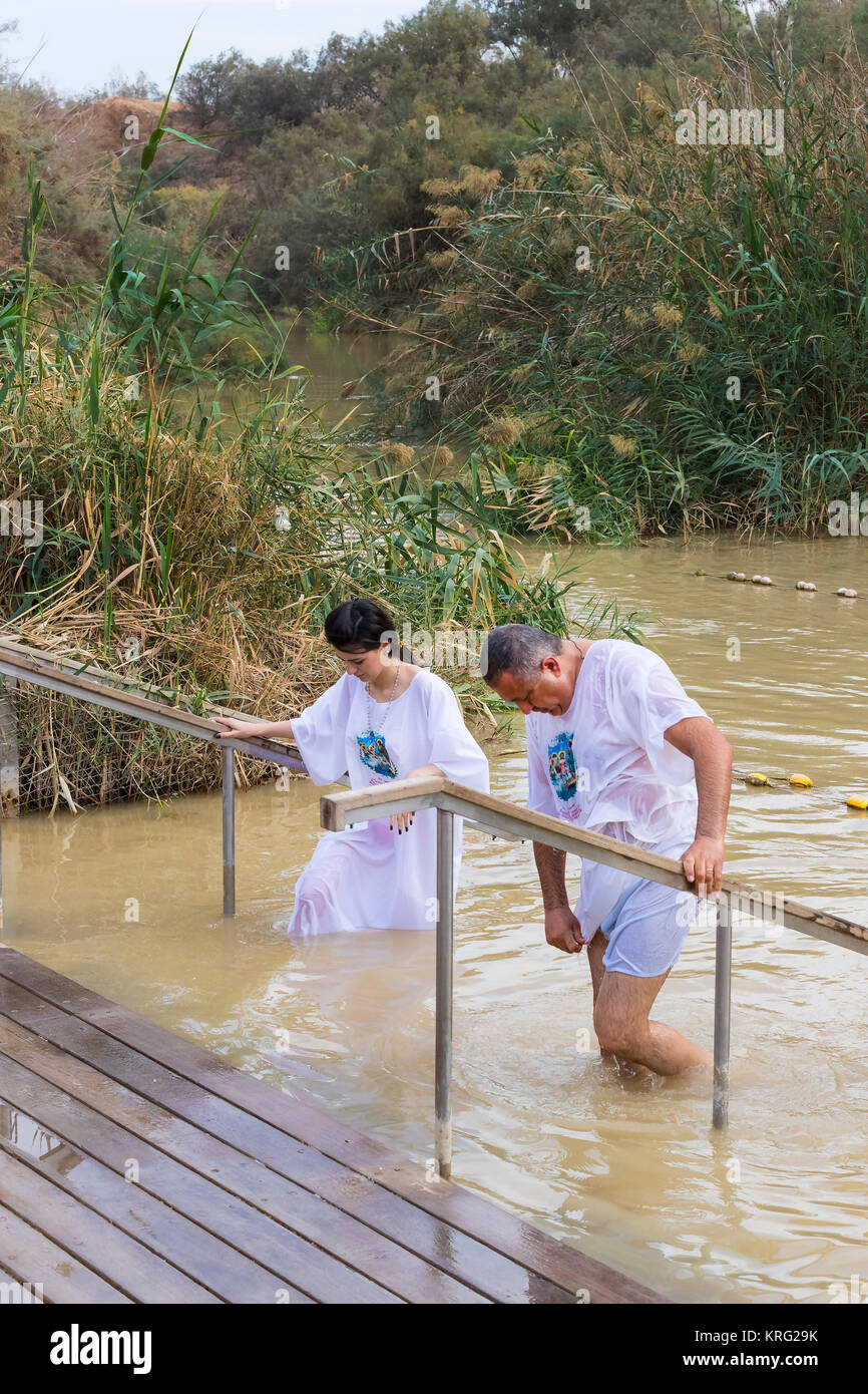 BETHABARA, ISRAEL- 25 NOVEMBER 2017: Pilgrims from different countries ...
