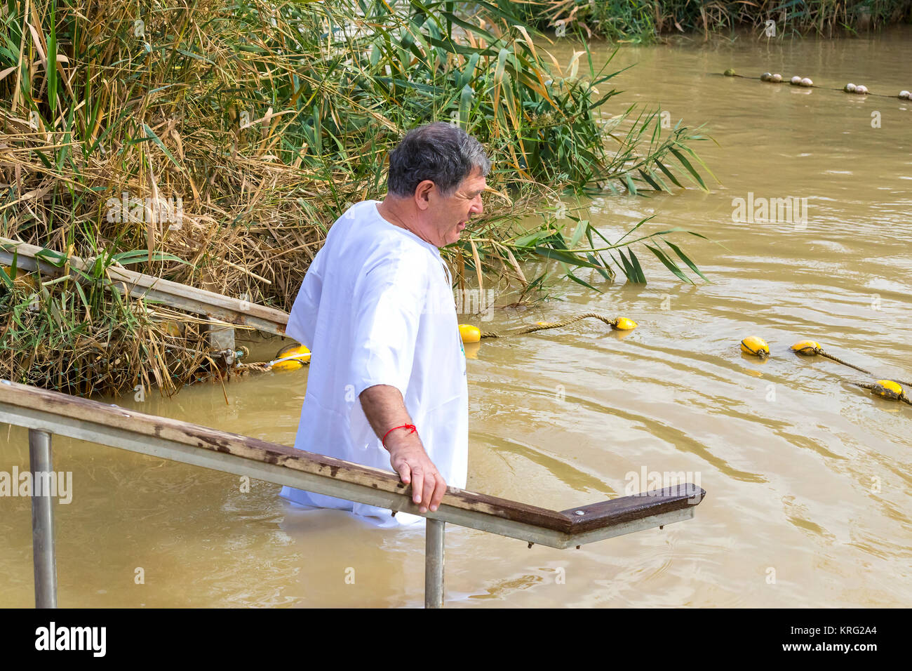 BETHABARA, ISRAEL- 25 NOVEMBER 2017: Pilgrims from different countries ...
