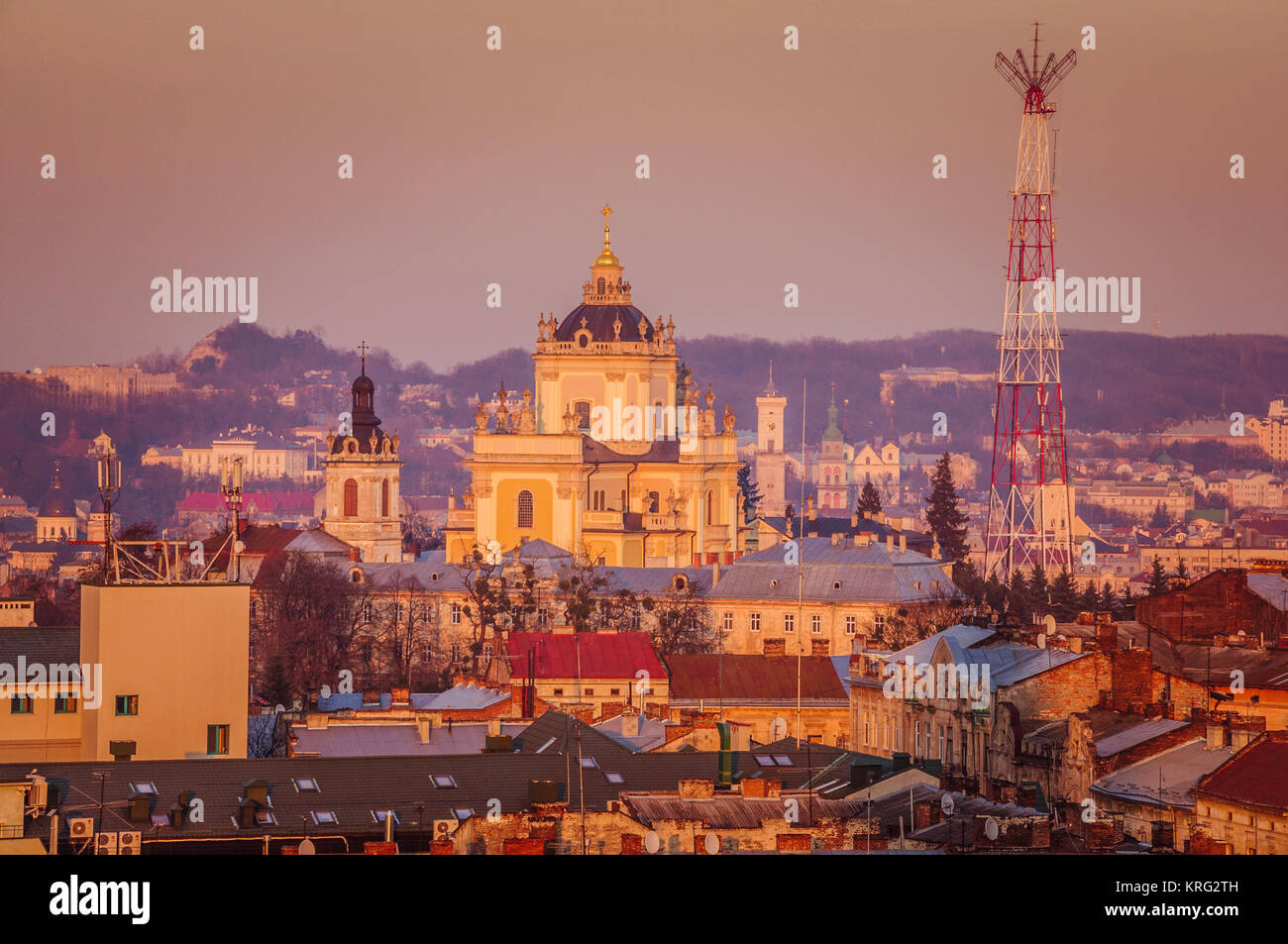 Spectacular view from the air on the city of Lviv Stock Photo - Alamy