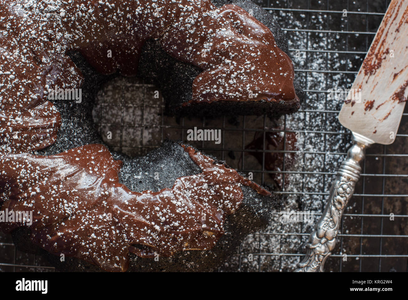 Chocolate cake with icing sugar Stock Photo - Alamy