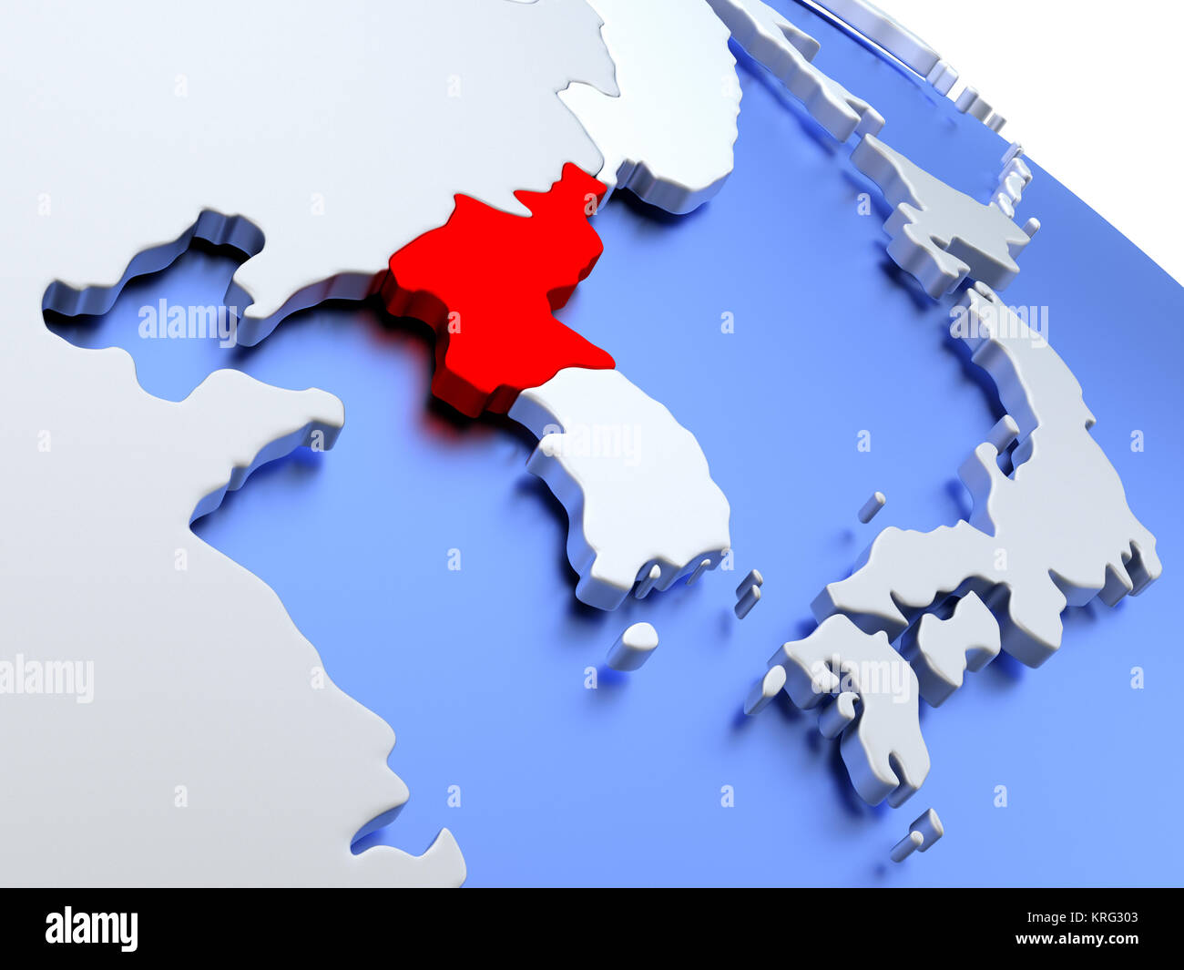 North Korea on world map Stock Photo - Alamy