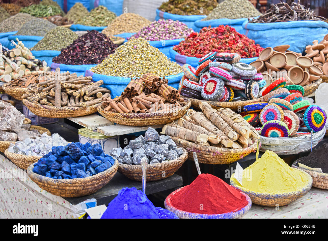 Variety of spices on the arab street market stall Stock Photo - Alamy