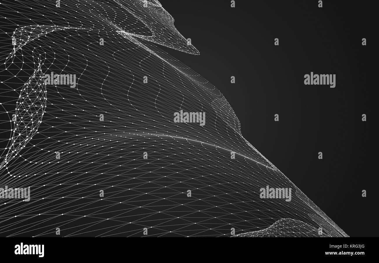 Abstract polygonal space low poly dark background, 3d rendering Stock ...