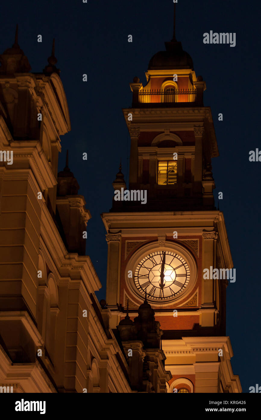 Clock tower, Estacao da Luz (Luz Station) railway station, exterior ...