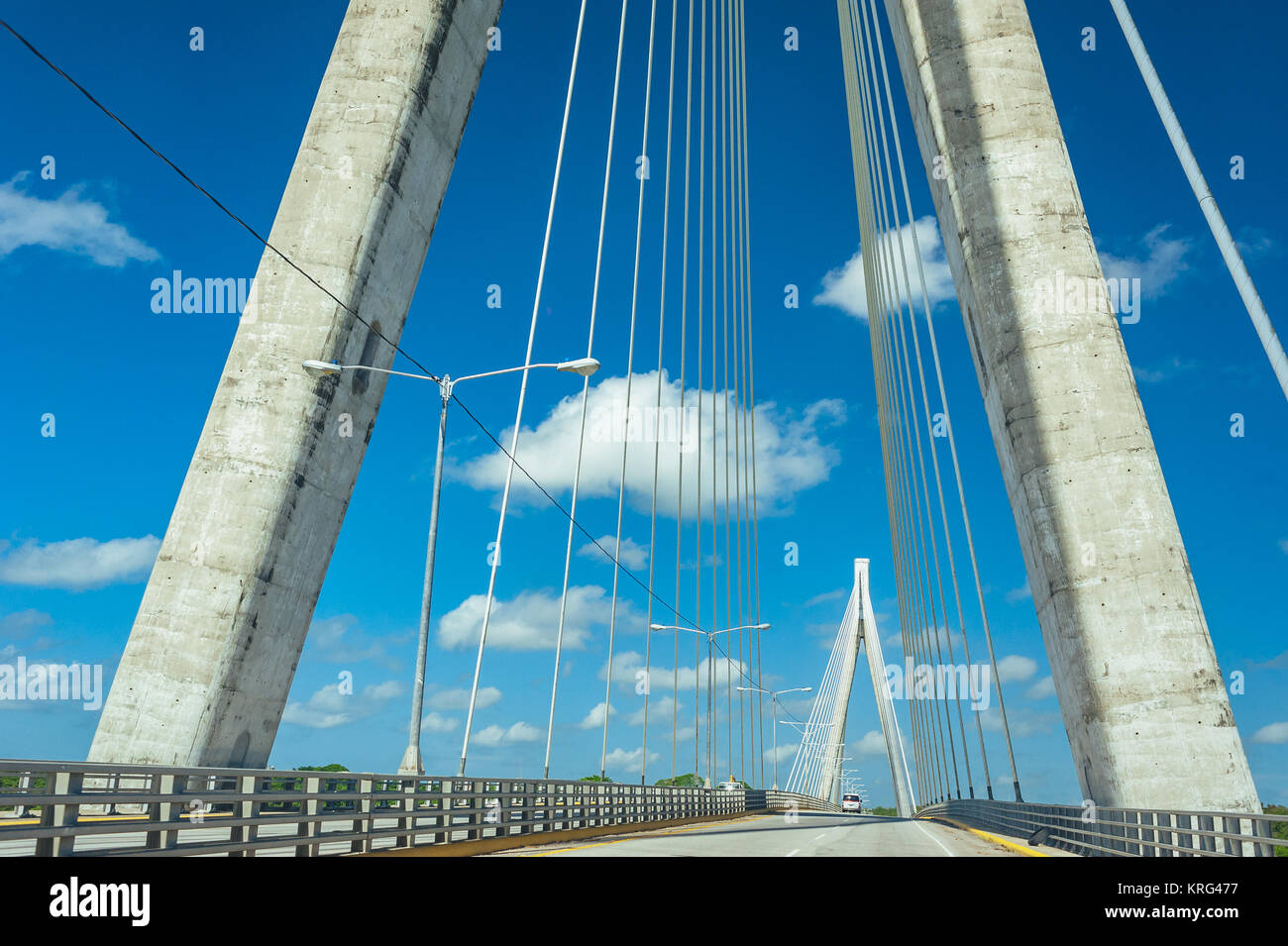 Wonderful white bridge structure over clear blue sky Stock Photo - Alamy