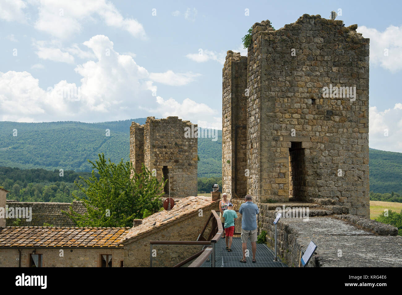 Medieval walled town in Monteriggioni, Tuscany, Italy, built by Siena ...