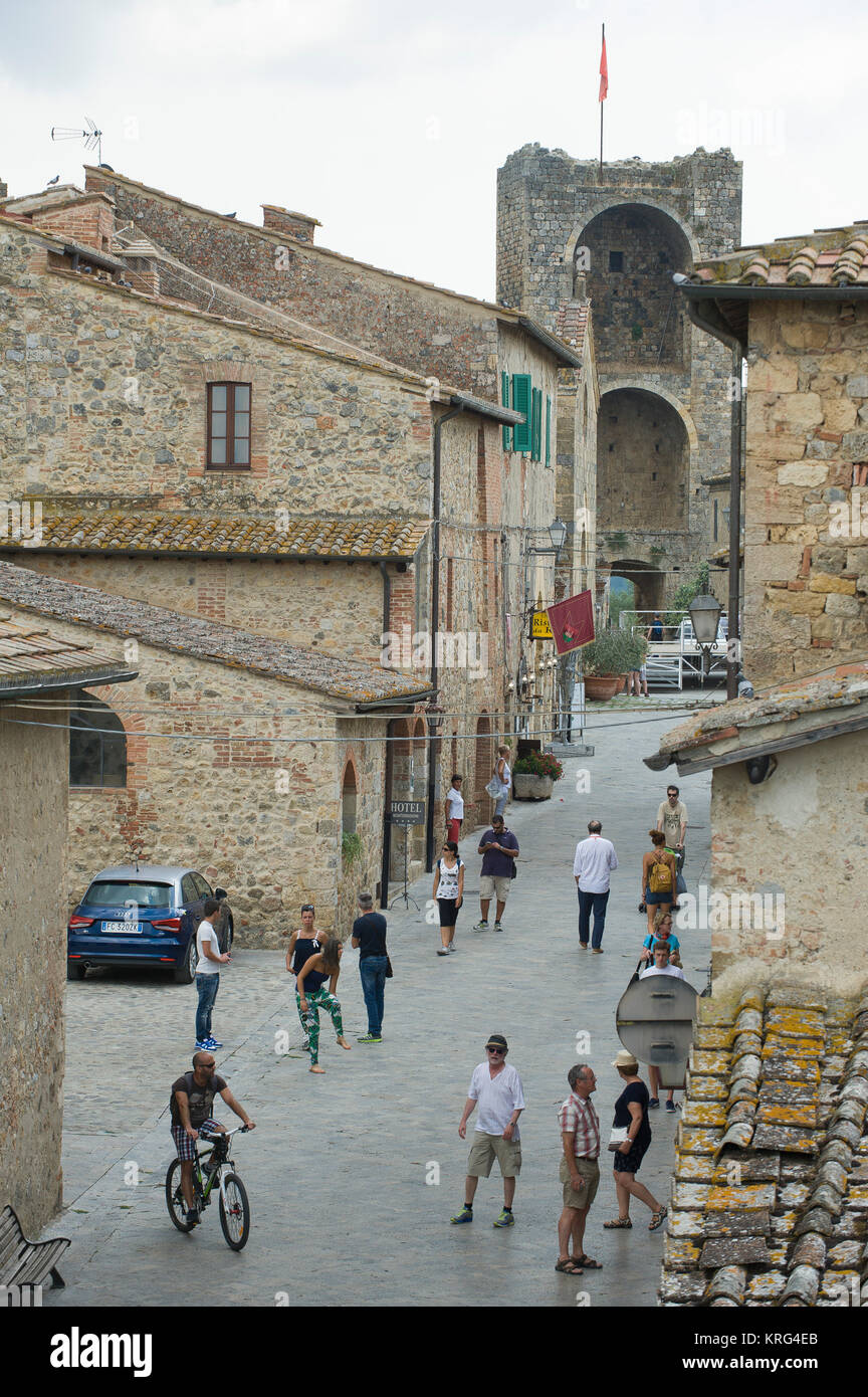 Medieval walled town in Monteriggioni, Tuscany, Italy, built by Siena ...