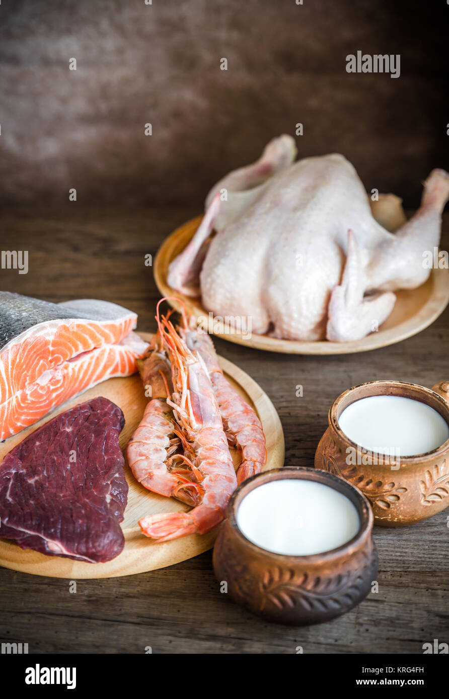 Protein diet: raw products Stock Photo - Alamy