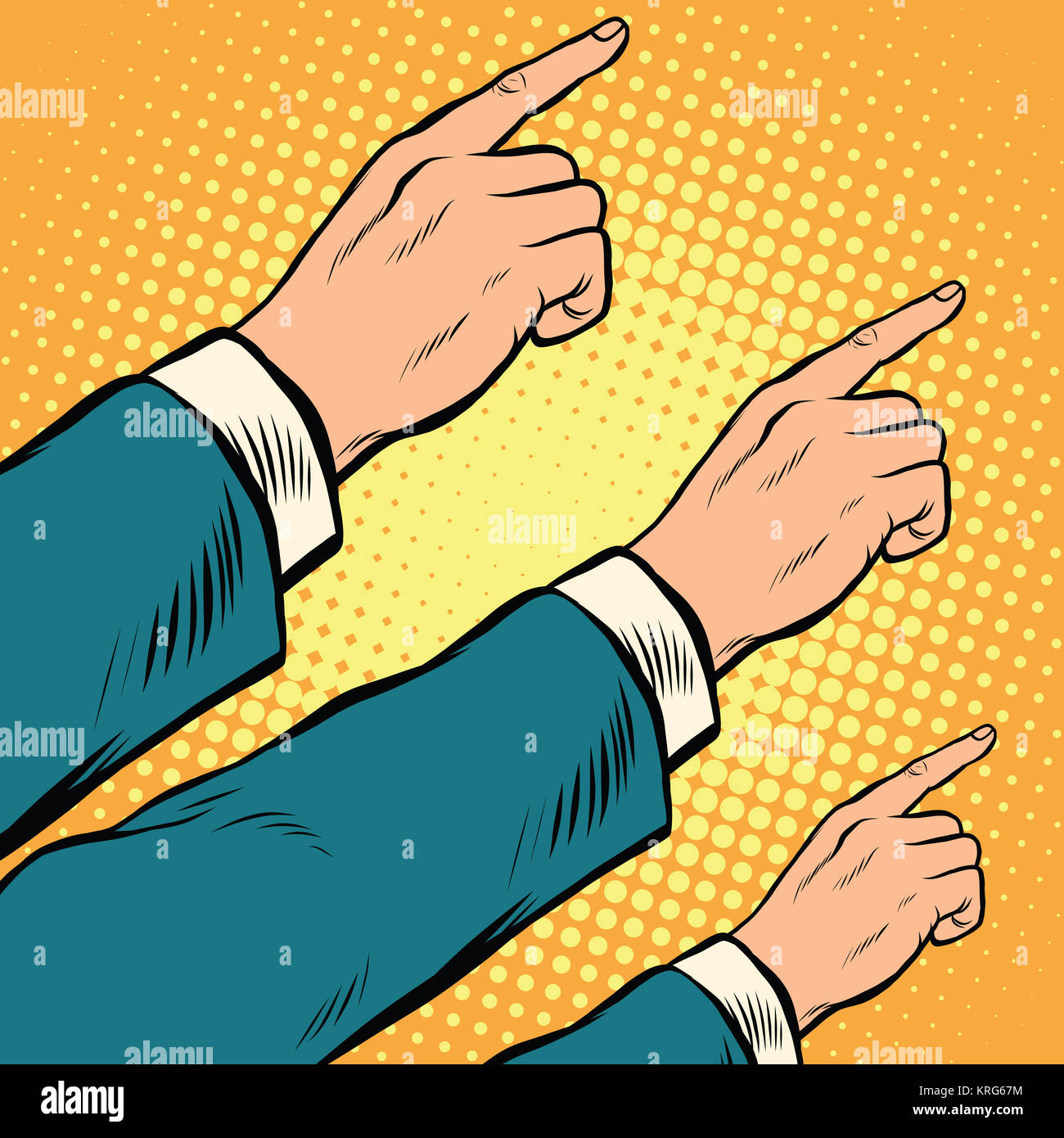 Retro hands pointing to the right up Stock Photo - Alamy