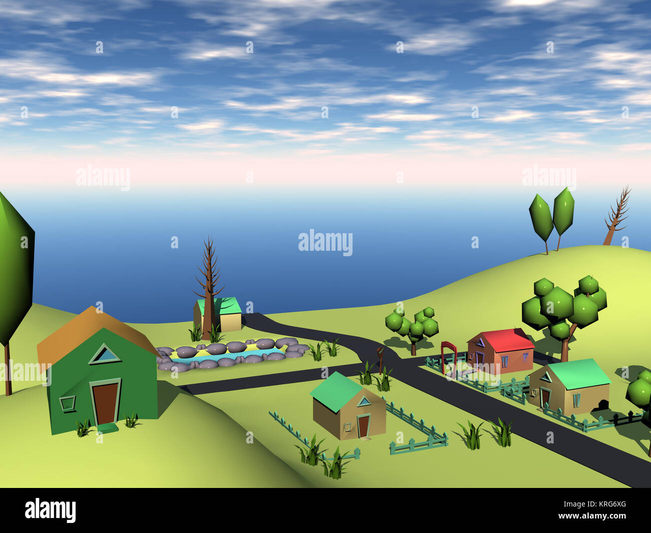 Country village cartoon hi-res stock photography and images - Alamy