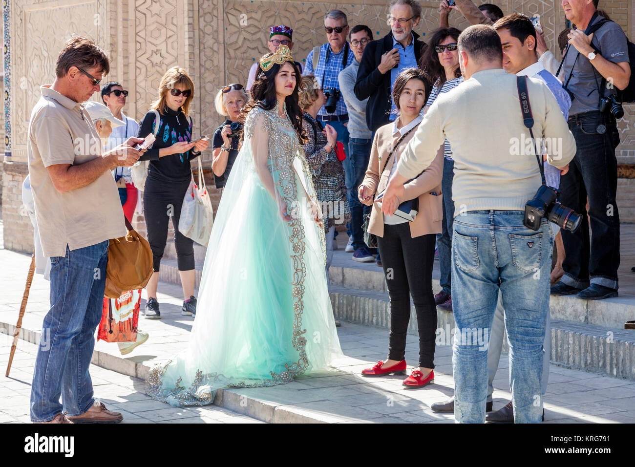 Young Uzbek Models Take Part In A Photo Shoot, Bukhara, Uzbekistan ...