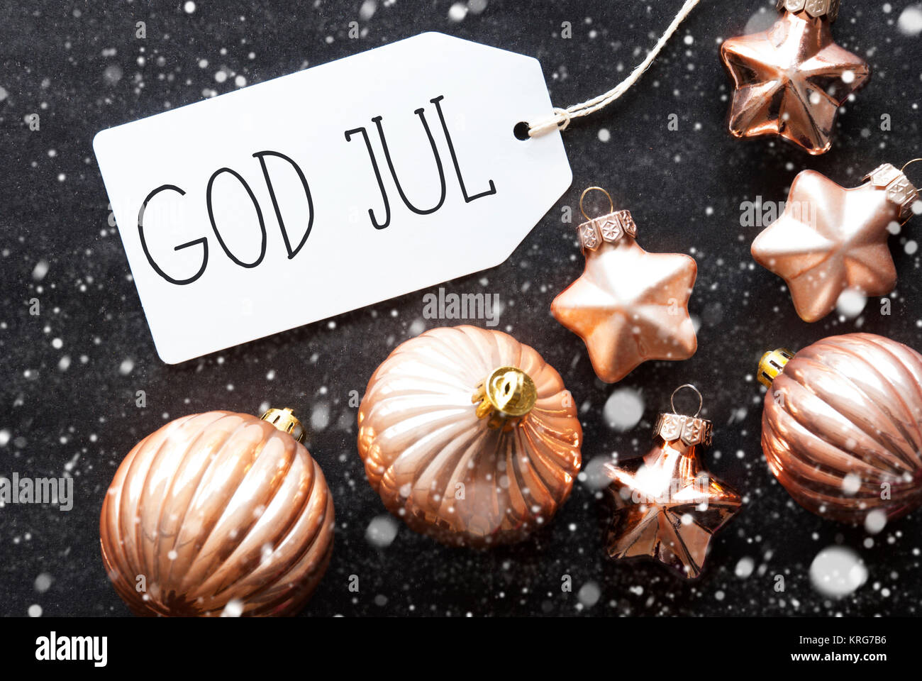 Label With Swedish Text God Jul Means Merry Christmas. Bronze Christmas ...