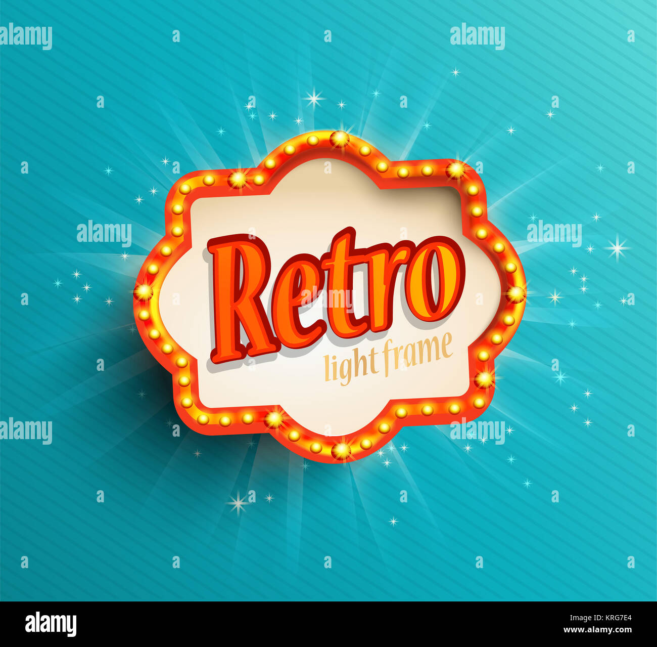 Shining retro light frame on blue background Stock Photo - Alamy
