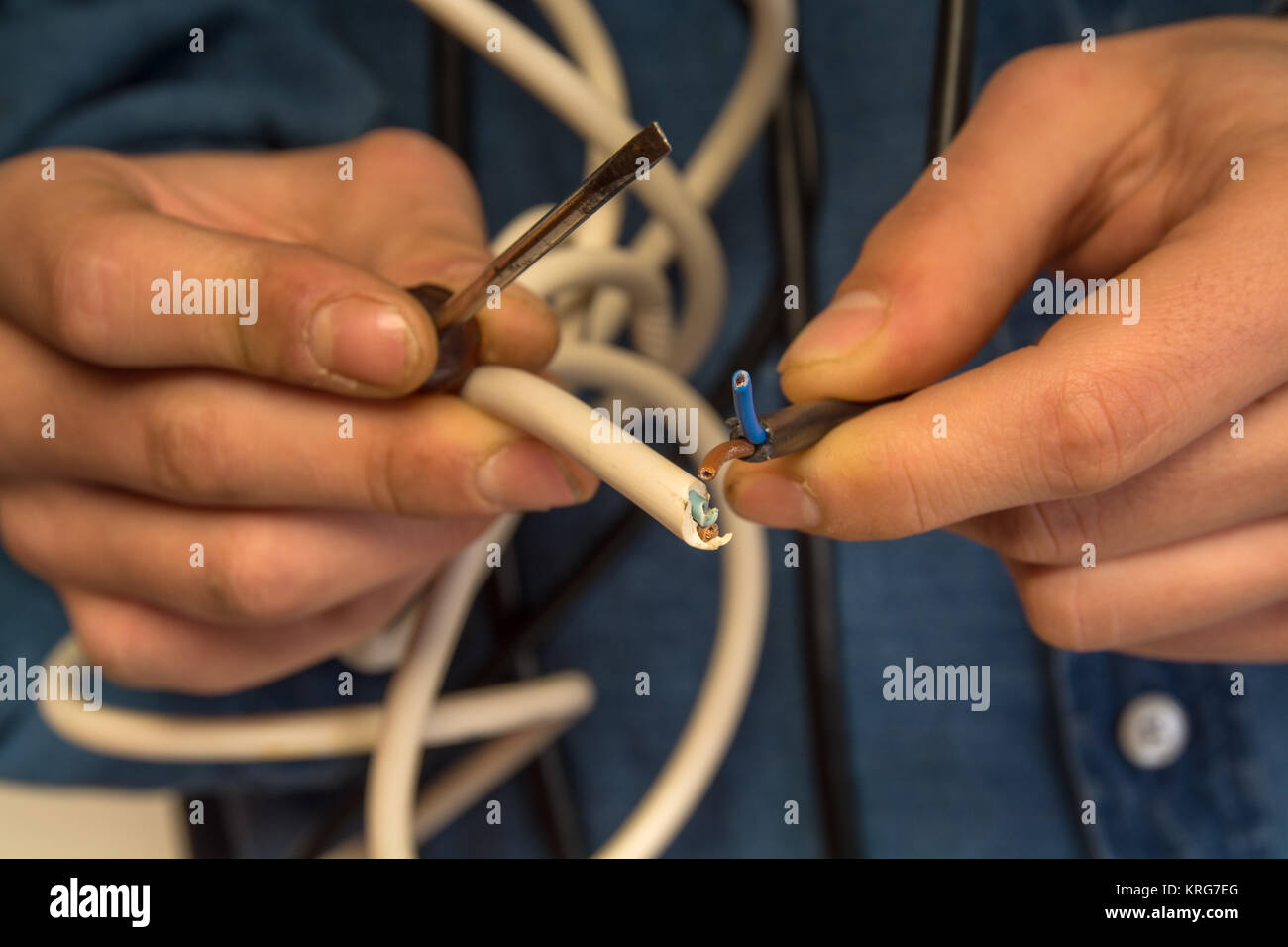 construction worker electrician trying to figure out what to do in a ...