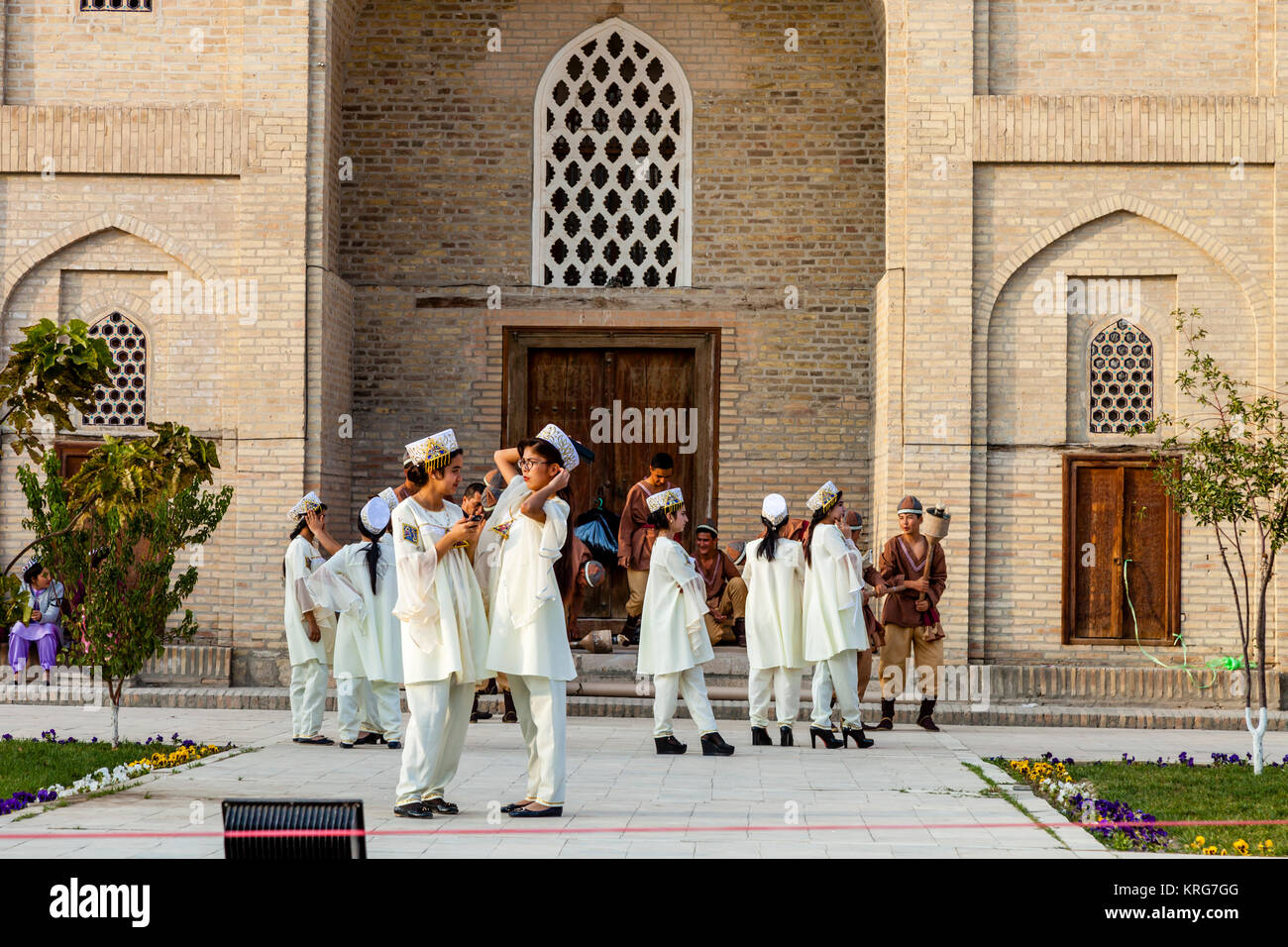 Young Uzbek People Take Part In An Outdoor Fashion Show At The Lyabi ...
