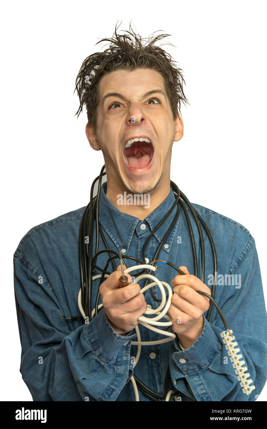 construction worker electrician trying to figure out what to do in a ...