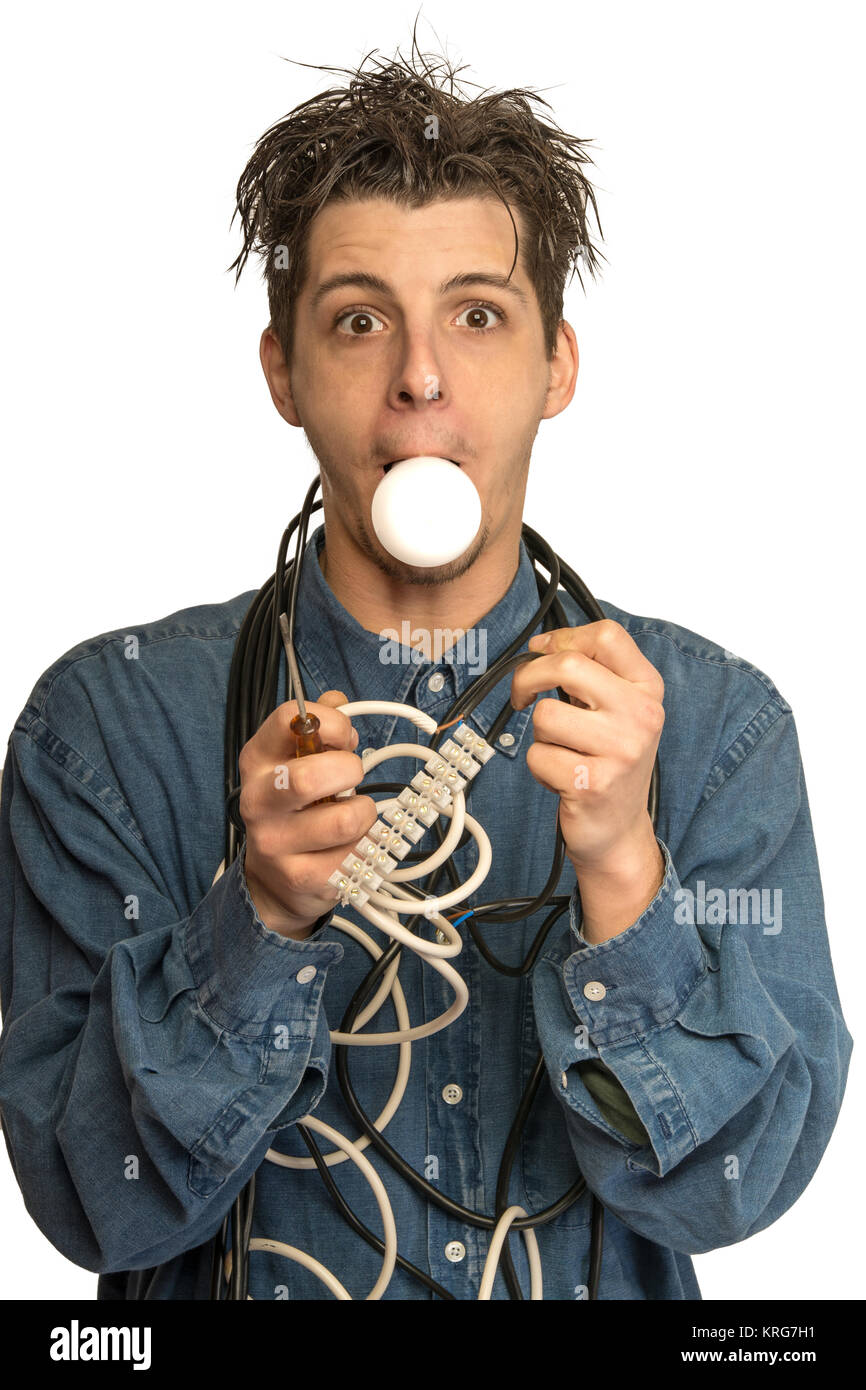 construction worker electrician trying to figure out what to do in a ...