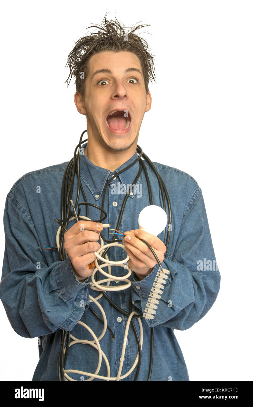 construction worker electrician trying to figure out what to do in a ...