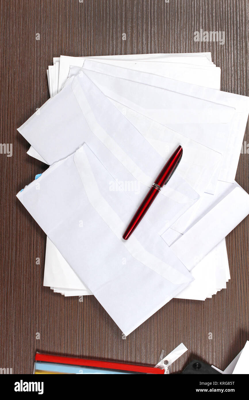 Open envelopes pile Stock Photo - Alamy
