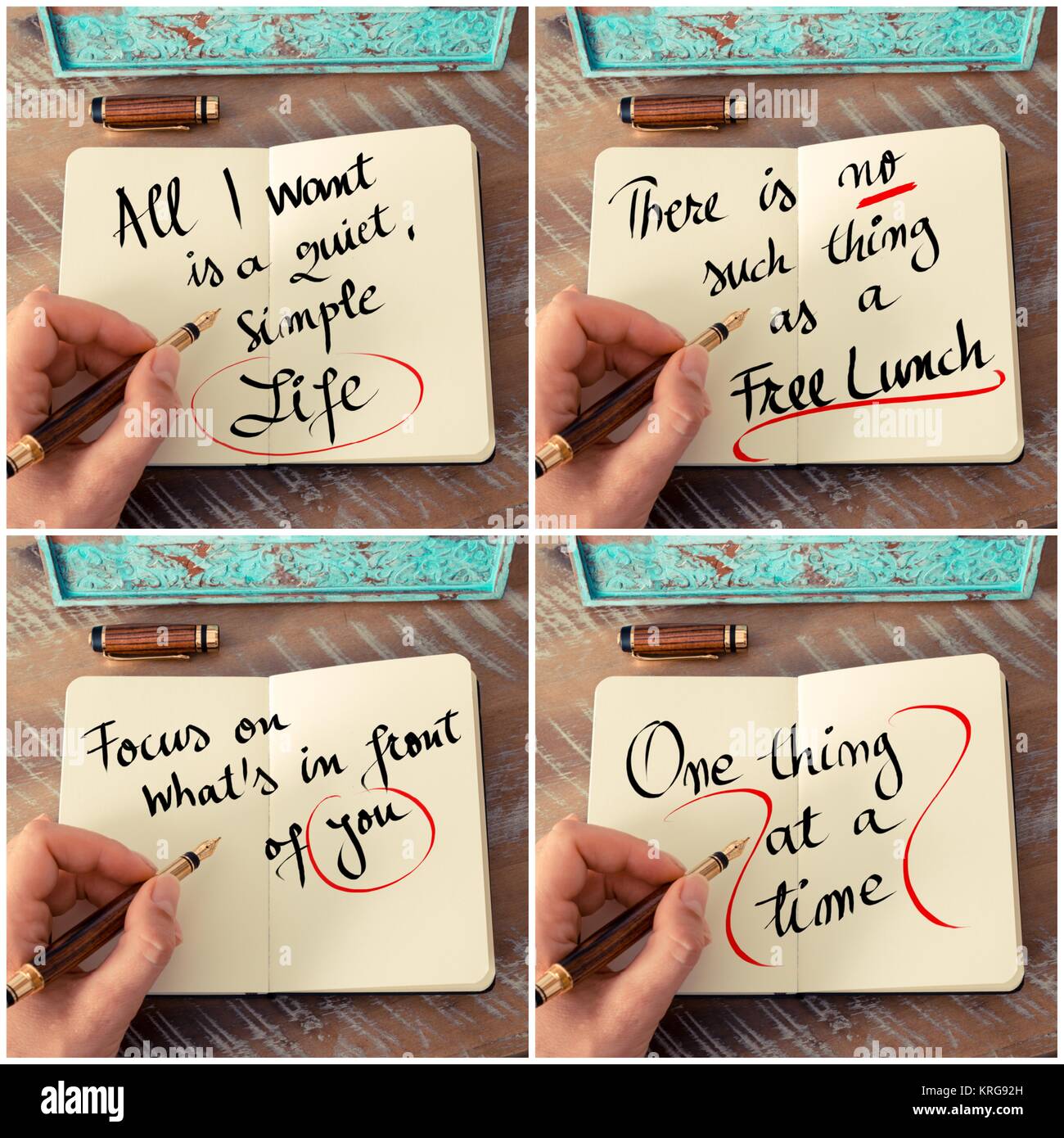 Photo collage of handwritten business motivational messages Stock Photo ...