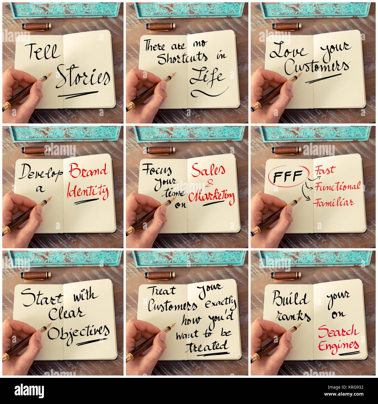Photo collage of handwritten business motivational messages Stock Photo ...