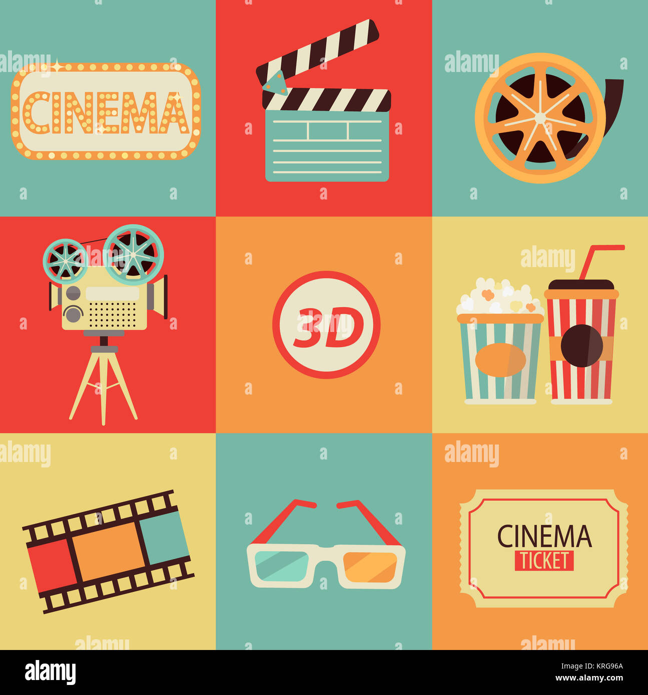 Set of cinema icons Stock Photo - Alamy