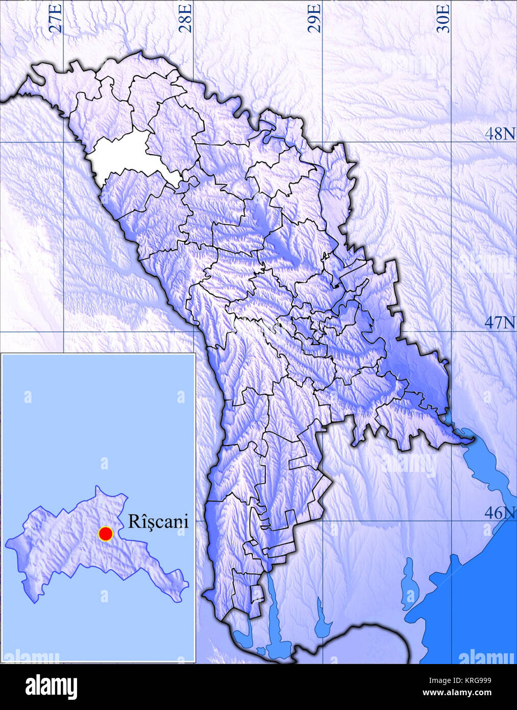 Raionul Riscani location blank blue map Stock Photo - Alamy