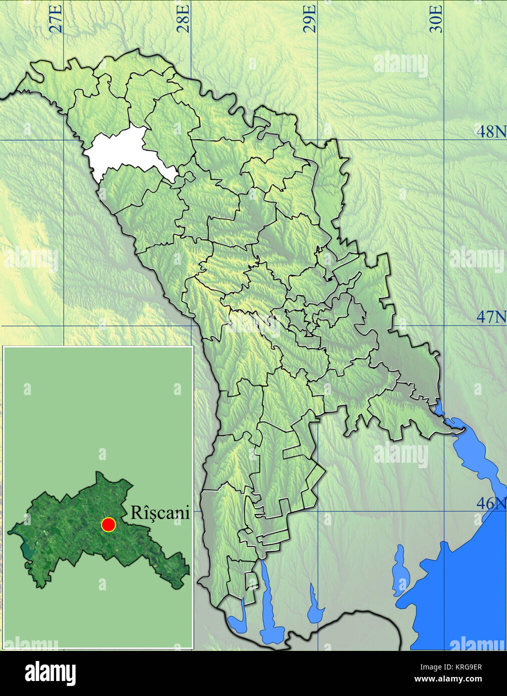 Raionul Riscani location green blank map Stock Photo - Alamy