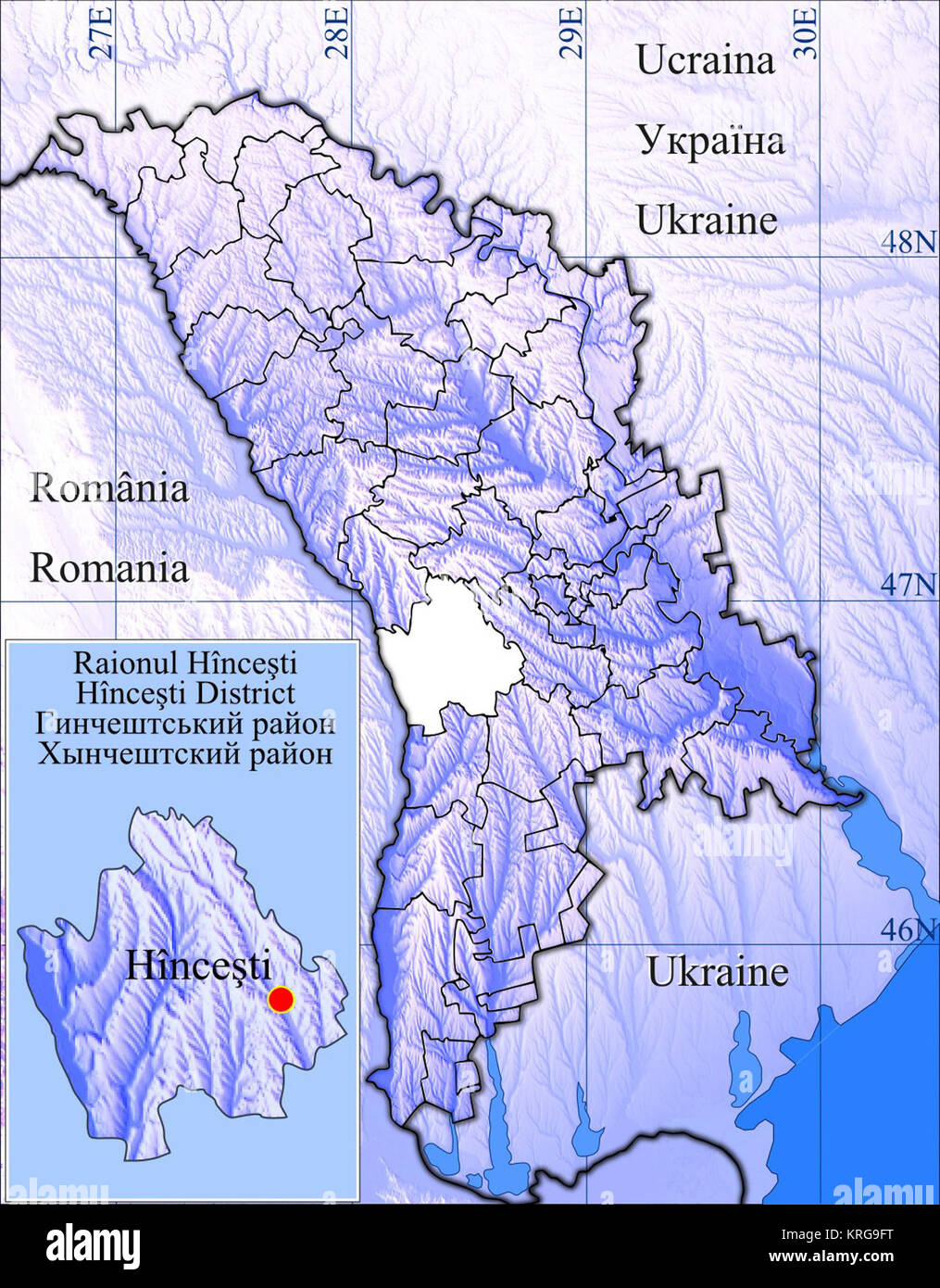 Raionul Hincesti location blue map Stock Photo - Alamy