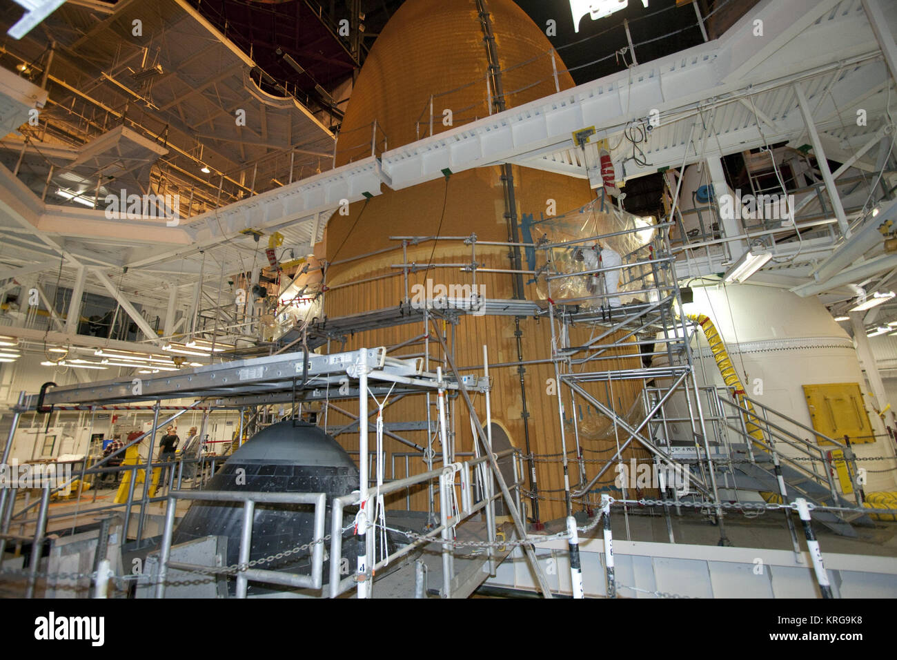 STS-133 repair work external tank Stock Photo - Alamy