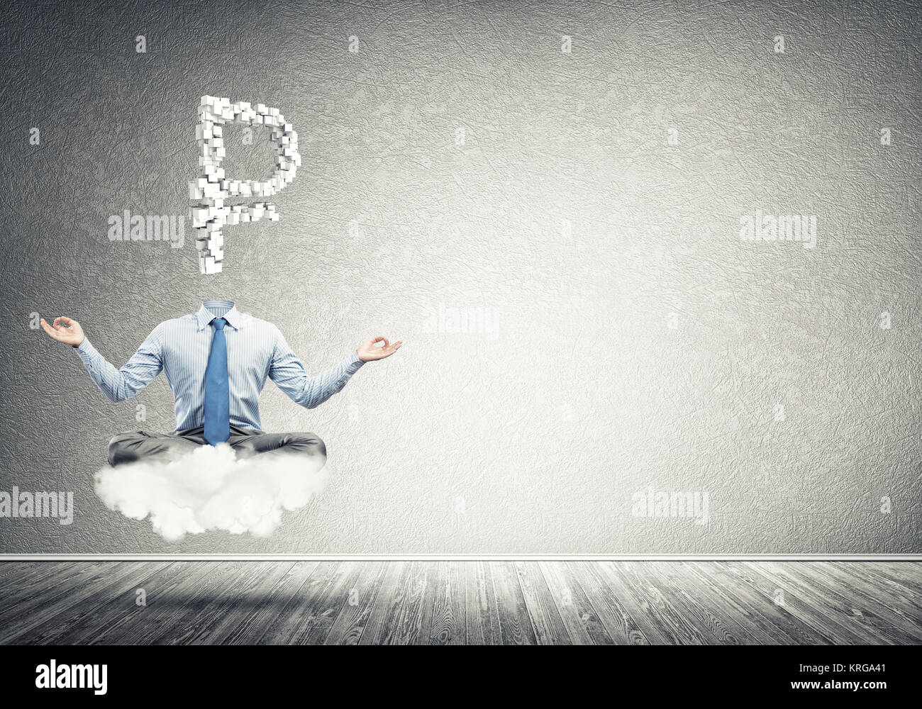 Headless meditating businessman Stock Photo - Alamy
