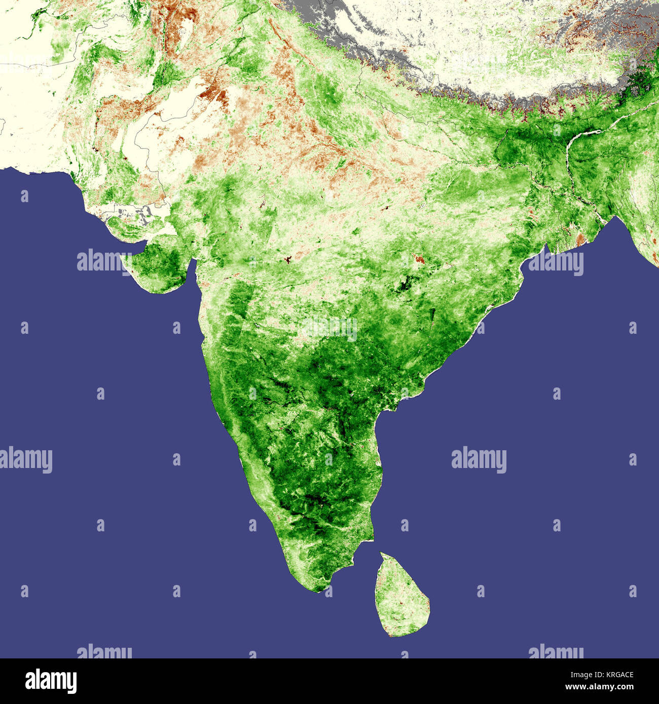 IDL TIFF file India vegetation, natural and cultivated, favorable ...