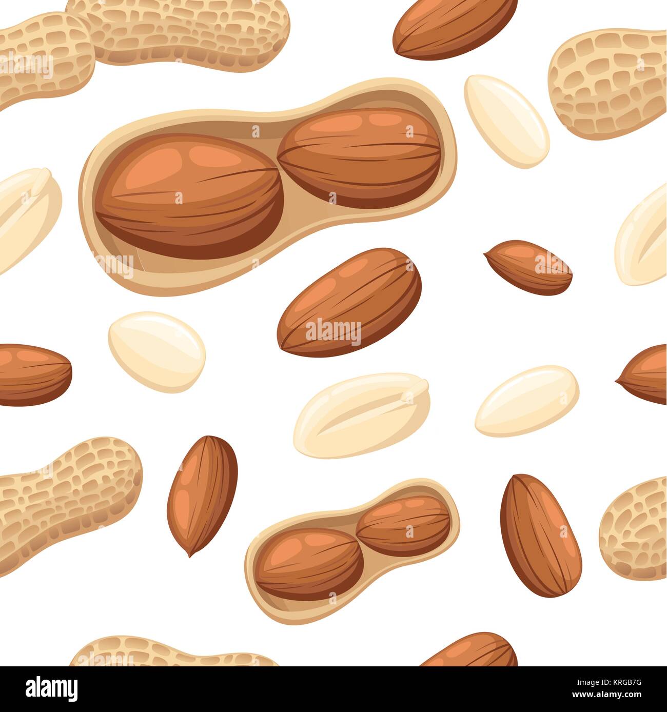 Seamless pattern wits set of peanuts vector illustration on white ...
