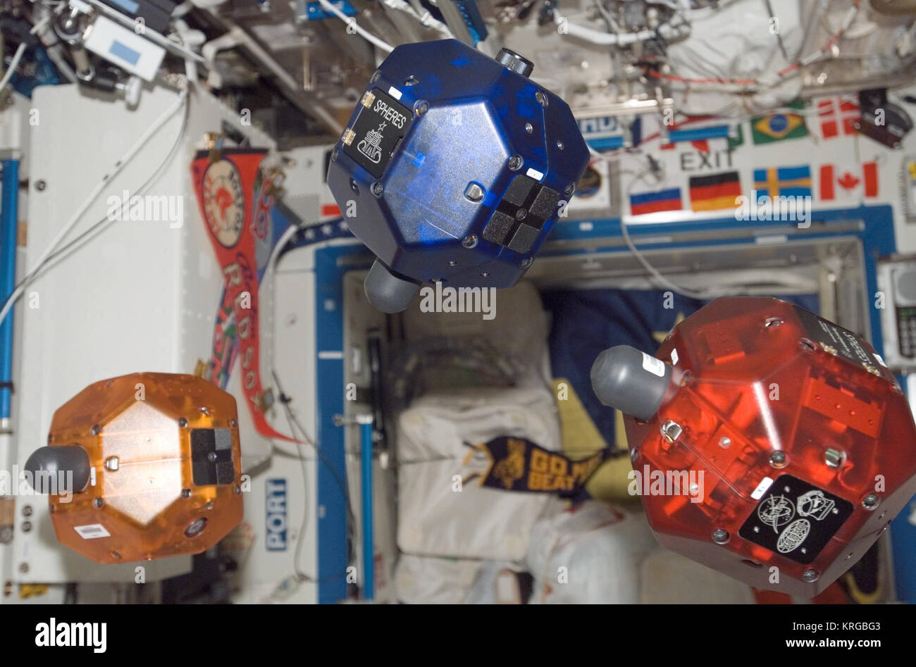 Three SPHERES on International Space Station Stock Photo - Alamy