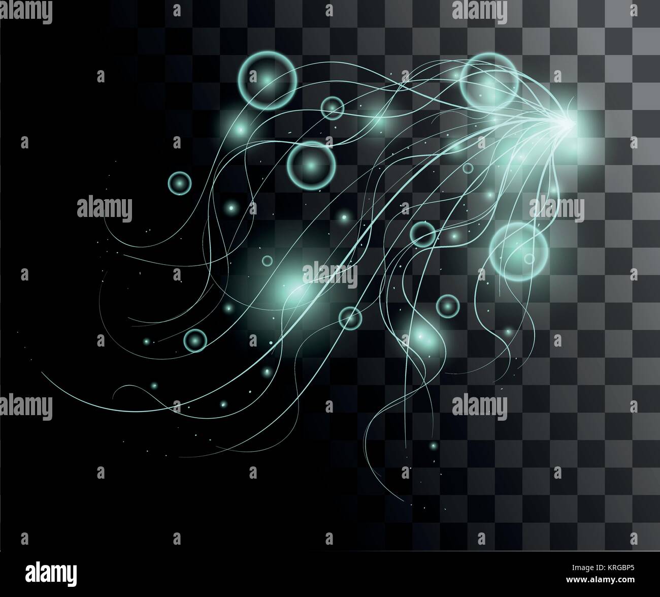 Neon turquoise bokeh effect glow lighting with threads illustration ...