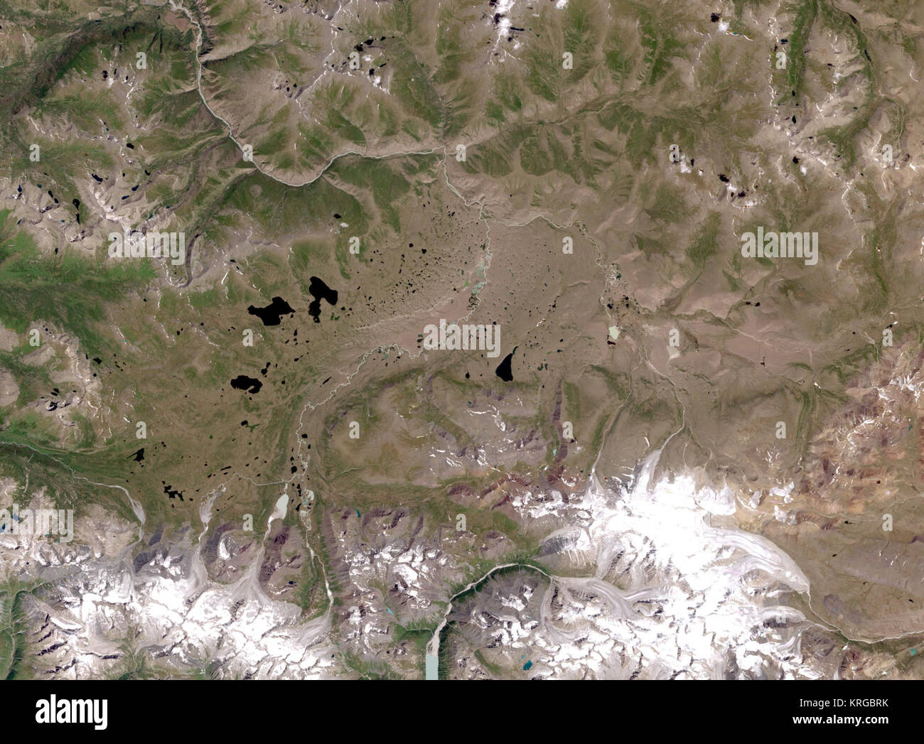 Ukok plateau satellite image LandSat-7 Stock Photo - Alamy