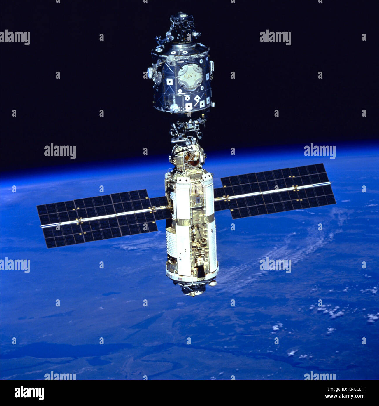 Zarya-Unity seen from STS-96 Stock Photo - Alamy