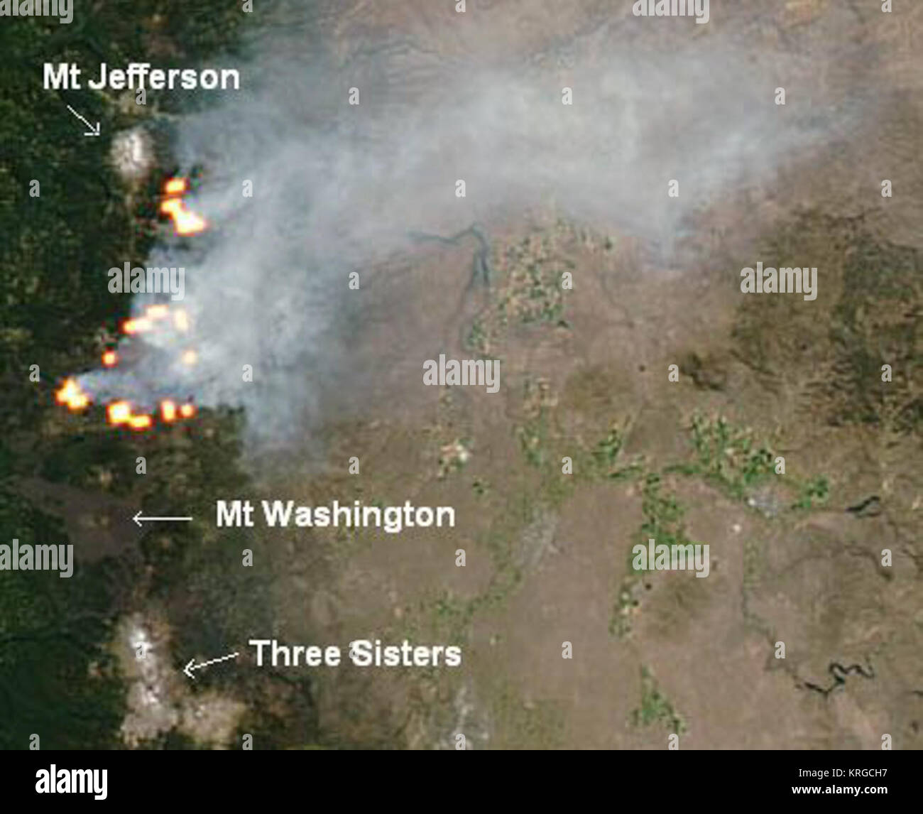 Satellite image of B26B Complex Fires 24 Aug 03 1 Stock Photo - Alamy