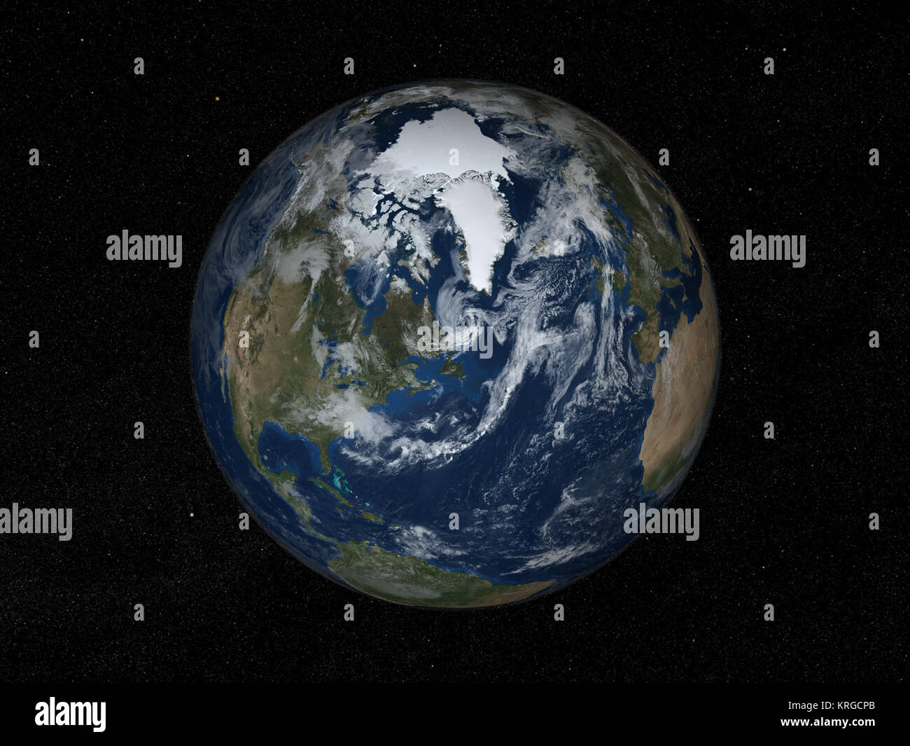 Earth's northern hemisphere with sea ice and clouds Stock Photo - Alamy