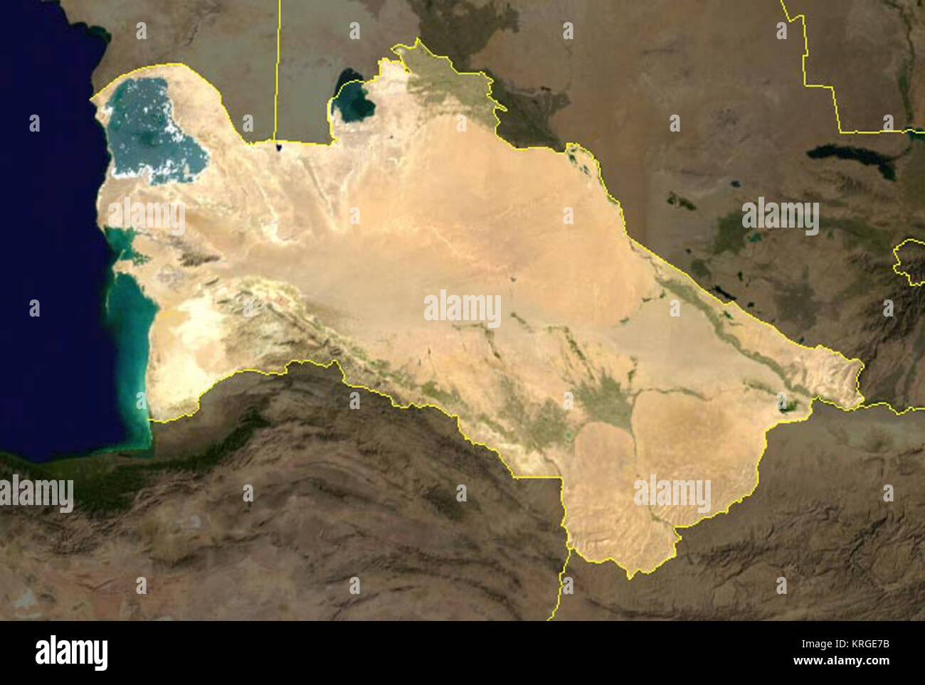 Turkmenistan satellite photo Stock Photo - Alamy