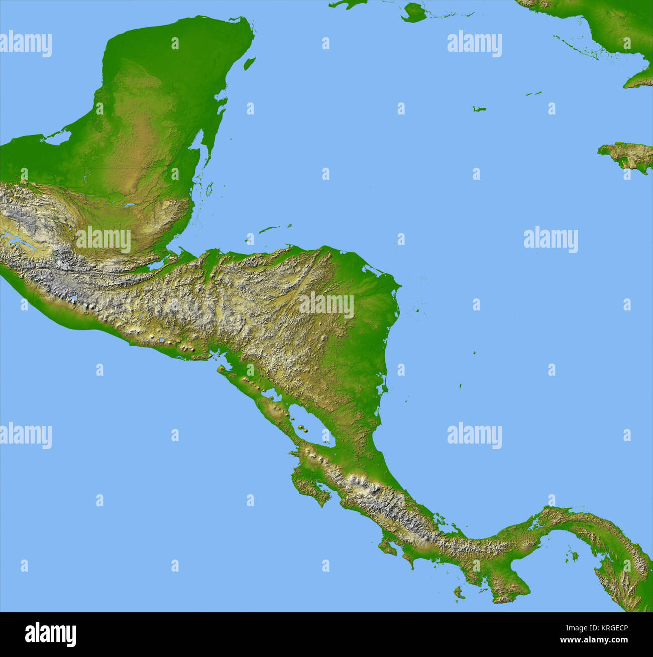 Topographic map of Central America Stock Photo - Alamy