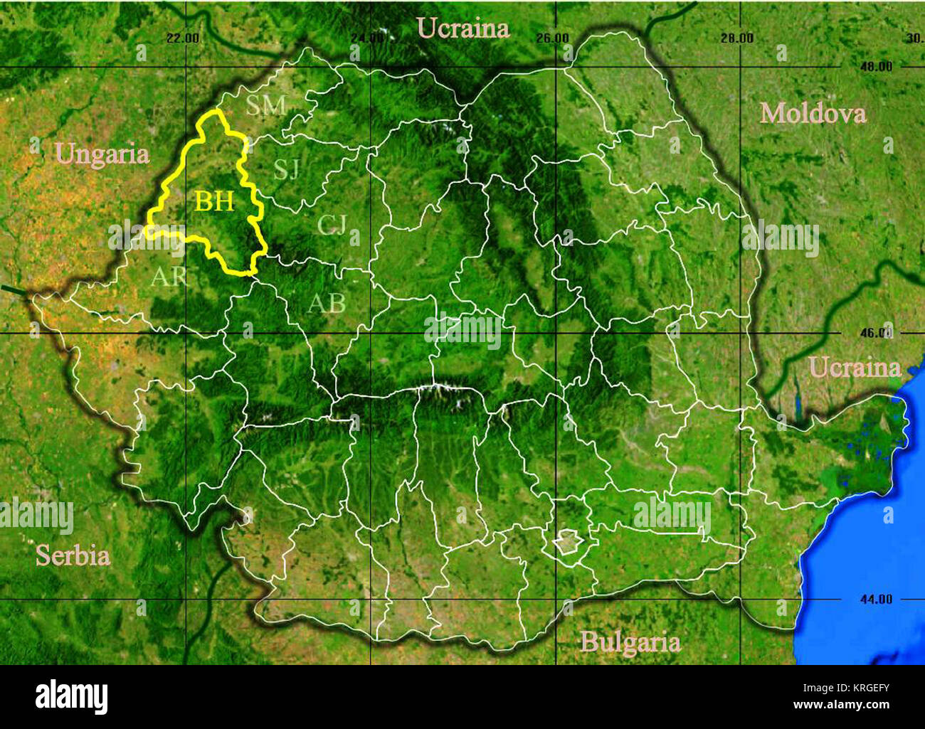 Judetul Bihor 3D map Stock Photo - Alamy